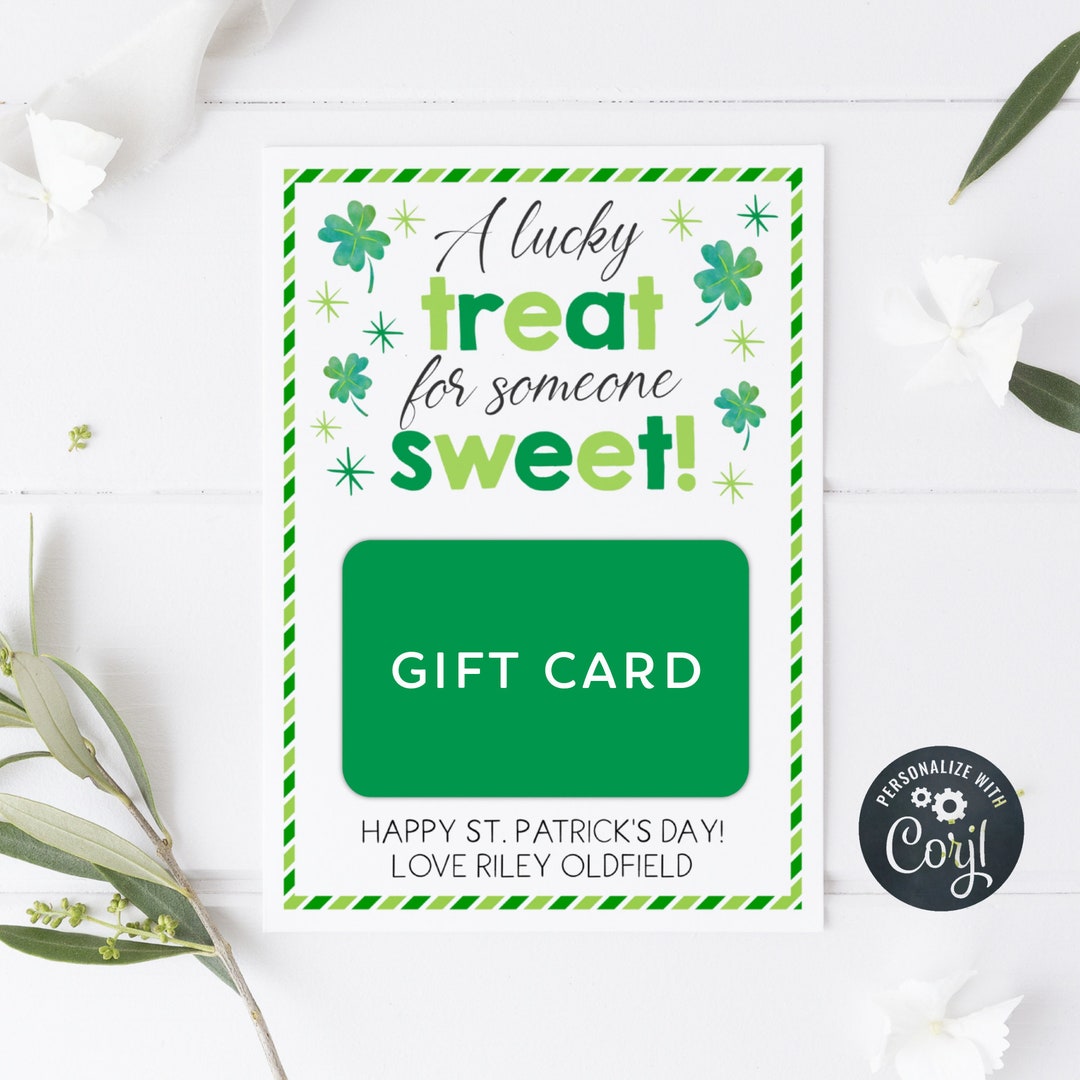 A Lucky Treat for Someone Sweet Gift Card Holder Template, Printable St ...