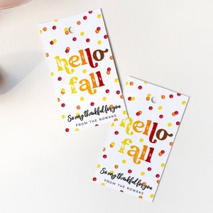 Hello Fall Gift Tag Template, Printable Happy Fall Favor Tag, Editable ...