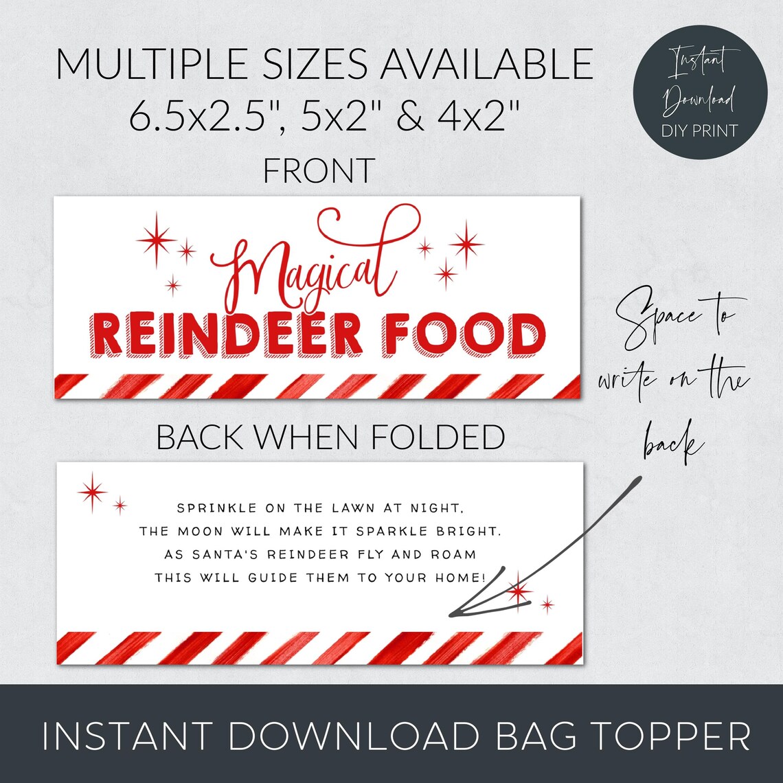 Printable Magical Reindeer Food Treat Bag Toppers, Christmas Eve ...
