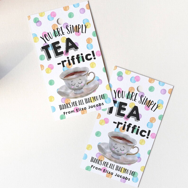 Tea Gift Tag Template Printable Tea-riffic Thank You Tags - Etsy Canada