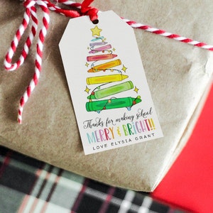 Thanks for Making School Merry & Bright Christmas Gift Tag Template ...