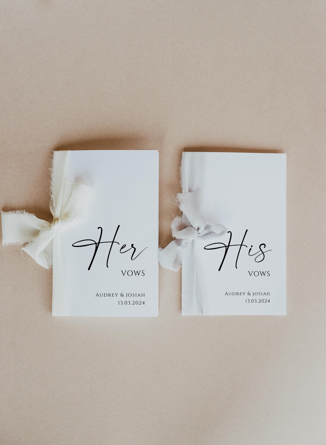 Minimalist Script Wedding Vow Cards Template Printable Modern - Etsy