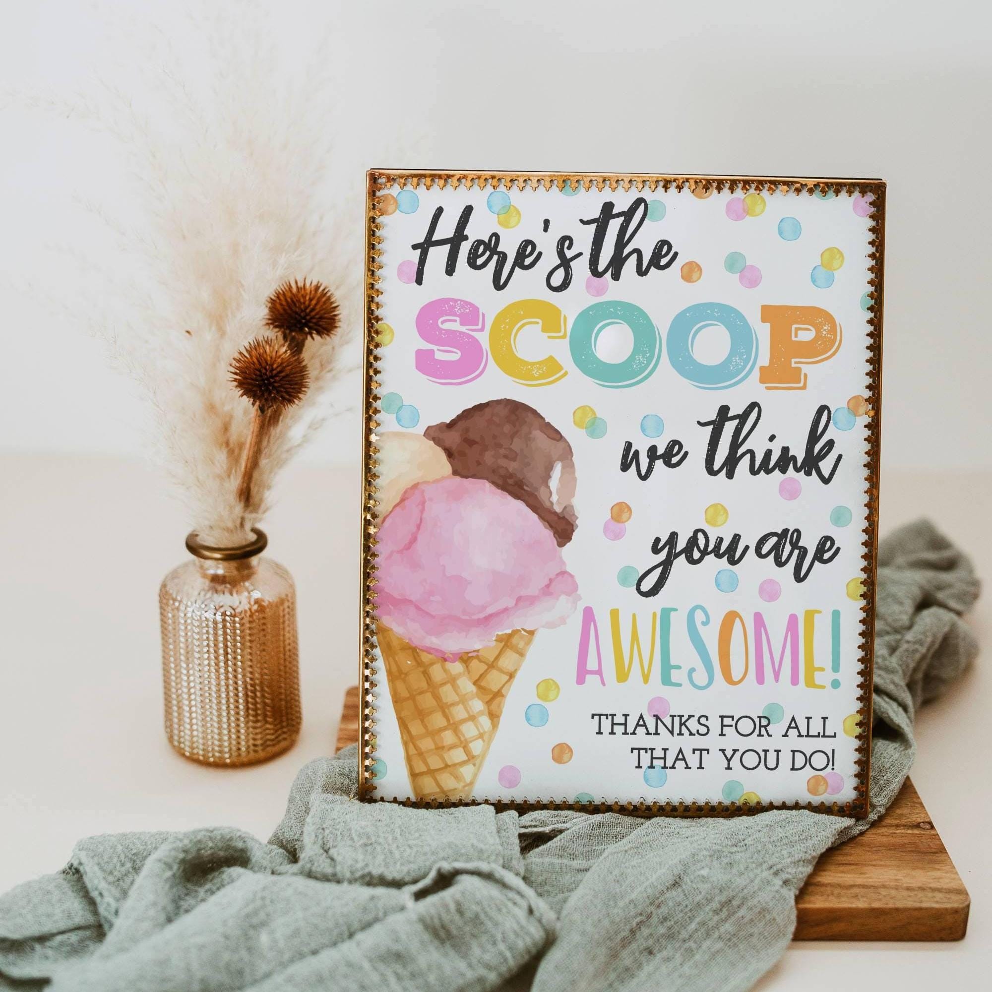 Ice Cream Appreciation Sign Template, Printable Teacher Sundae Bar ...