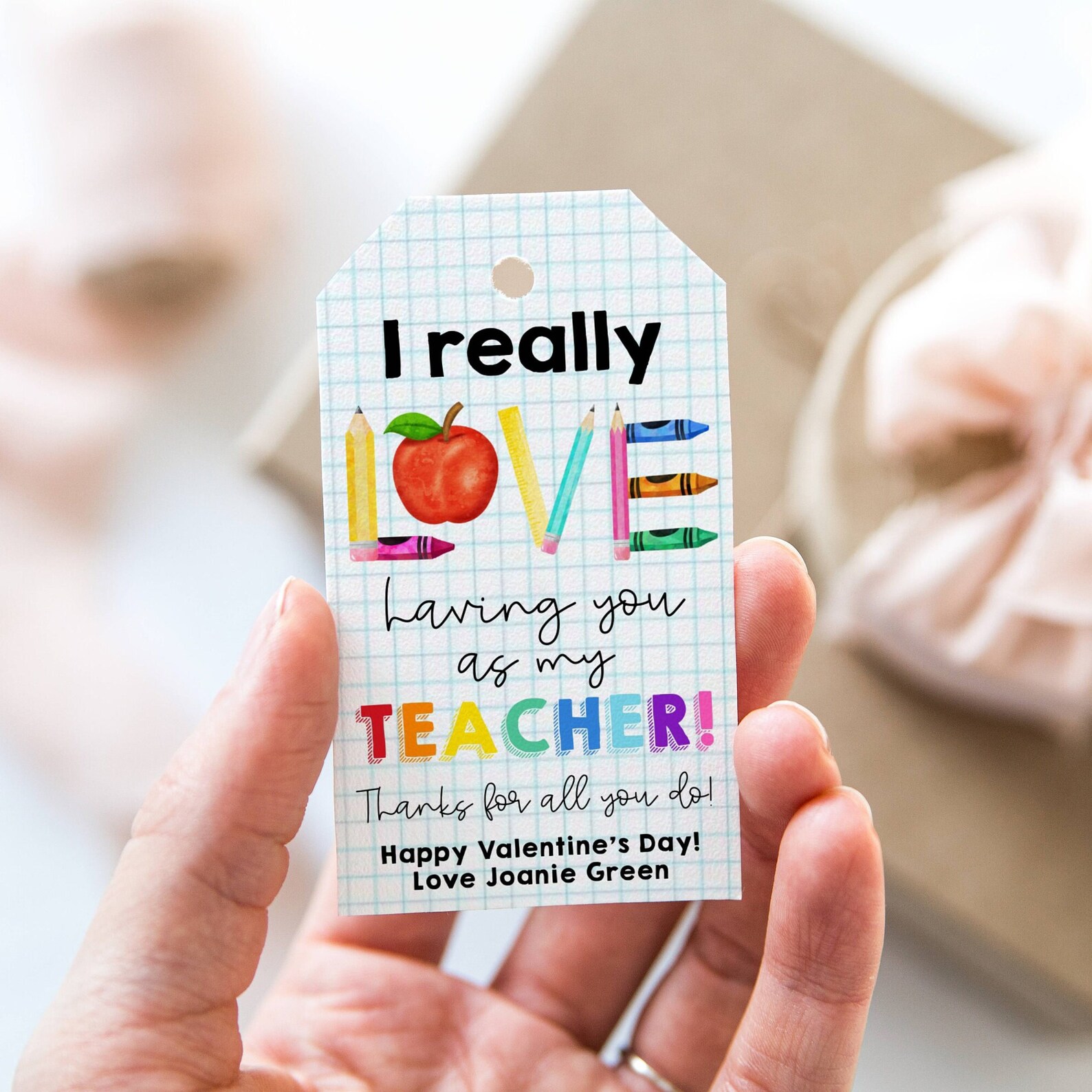 Teacher Valentine Gift Tag Template, Printable Love Having You as My ...
