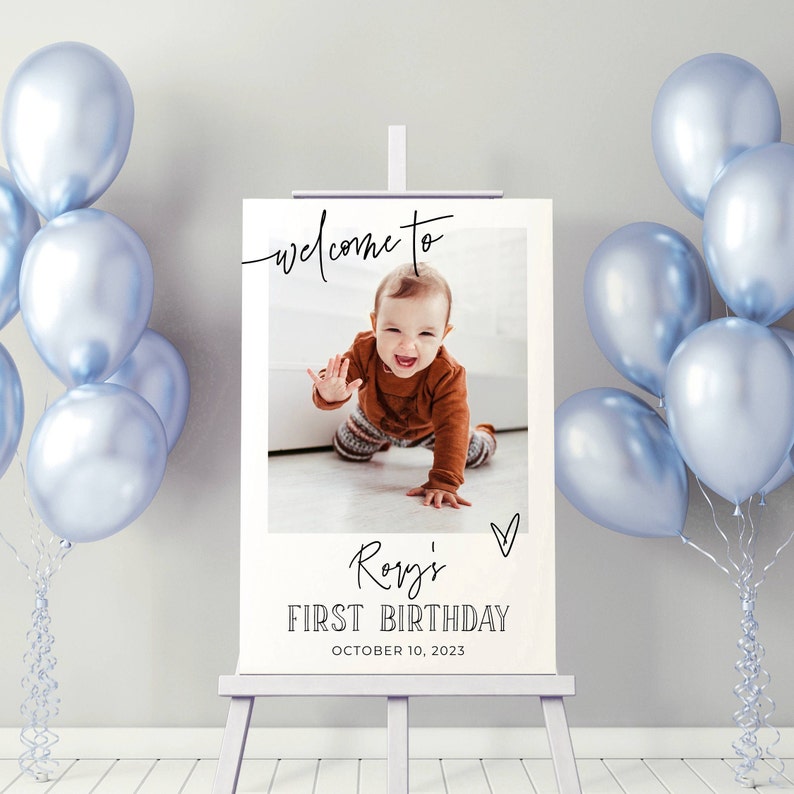 Modern Photo Birthday Welcome Sign Template Printable Minimal - Etsy