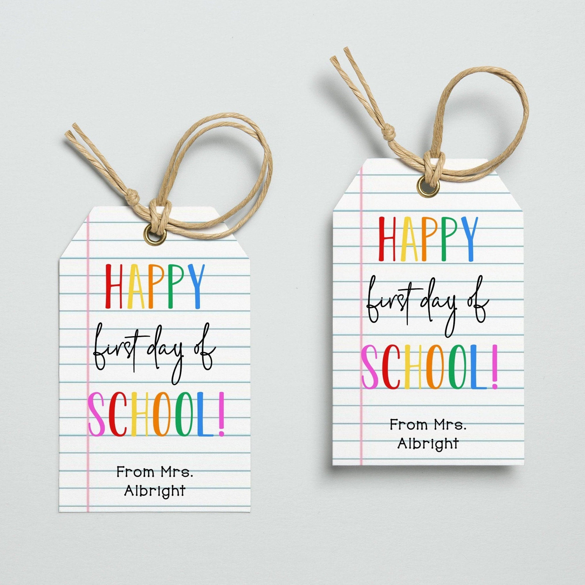 Back to School Gift Tag Template Printable Rainbow First Day - Etsy Canada
