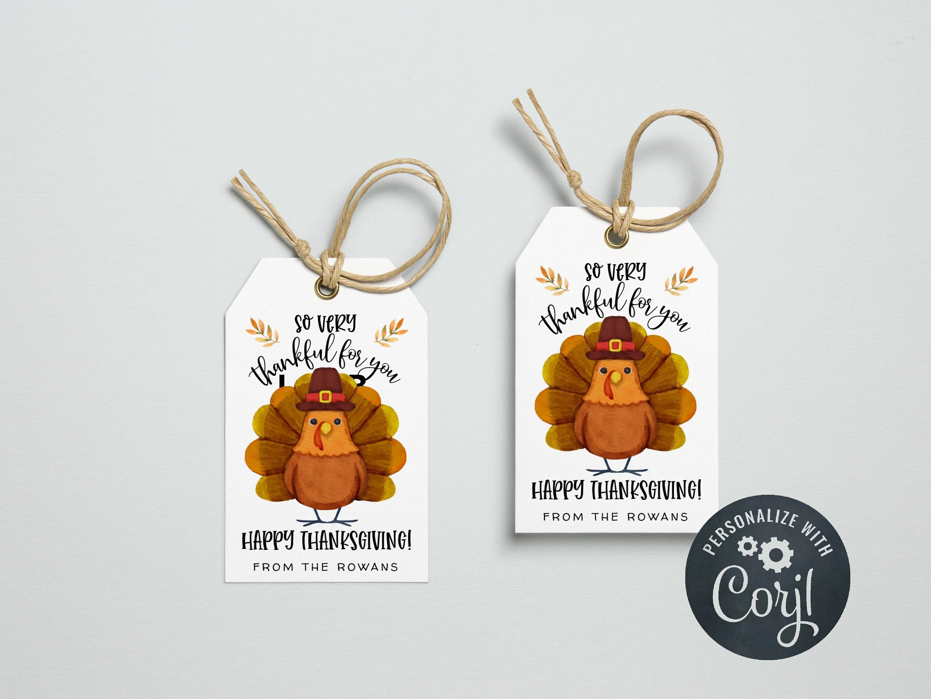 Printable Thanksgiving Gift Tags Cute Turkey Favor Tags | Etsy