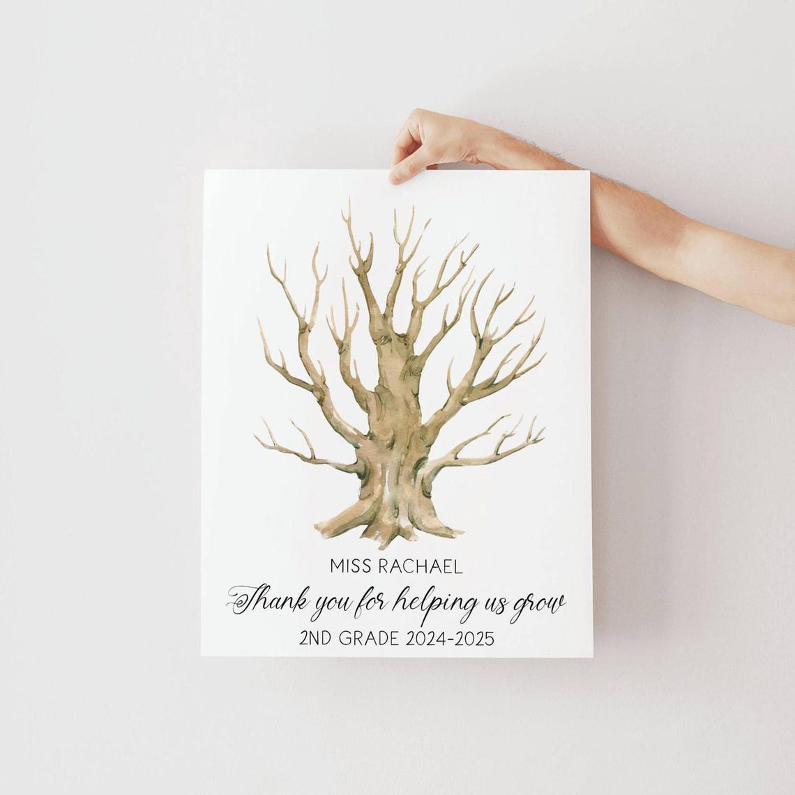 Teacher Gift Fingerprint Tree Sign Template, Printable Teacher Thank ...