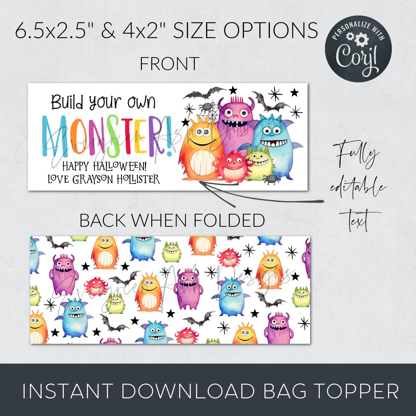 Editable Build Your Own Monster Bag Topper Template, Printable ...