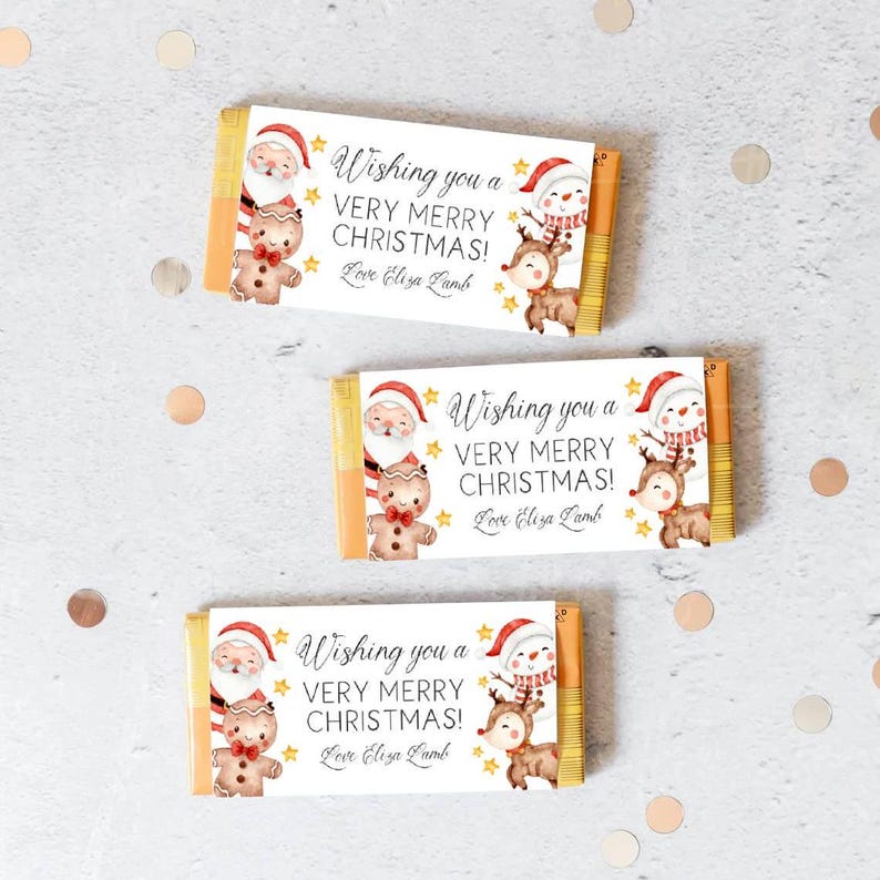 Christmas Chocolate Bar Wrapper Template, Printable Cute Holiday Santa ...