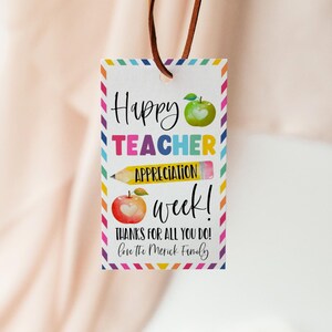 Happy Teacher Appreciation Week Gift Tag Template, Printable Thank You ...