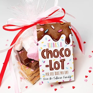 Chocolate Gift Tag Template, Thanks A Choco-lot, Printable Teacher ...