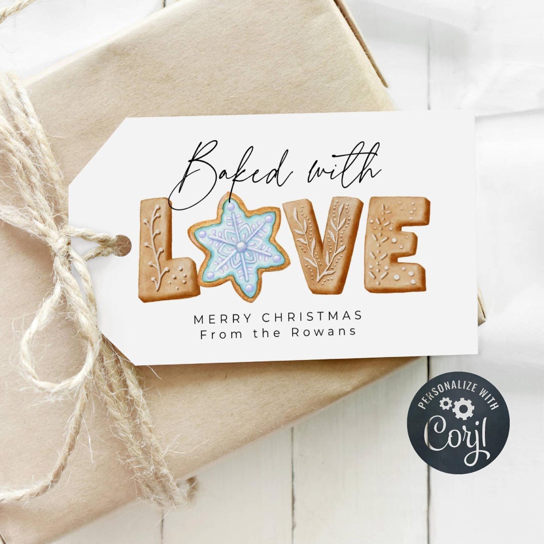 Baked With Love Gift Tag Template, Printable Christmas Gingerbread ...