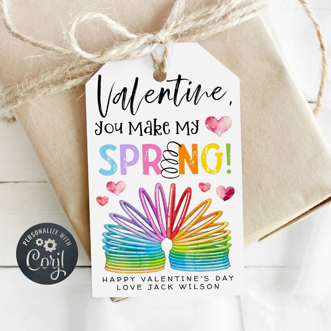 Slinky Valentine's Day Gift Tag Template, Printable You Make My Heart ...