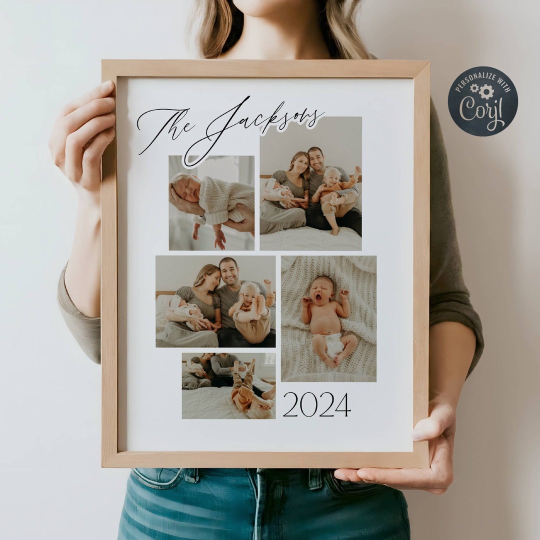 Family Photo Gift Collage Template, Printable Personalized Pictures ...