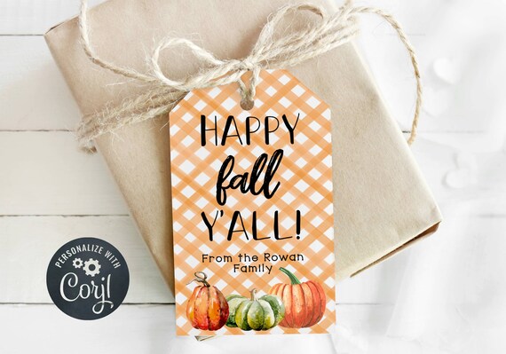 Printable Happy Fall Y'all Tags Editable Fall Gift Tags | Etsy