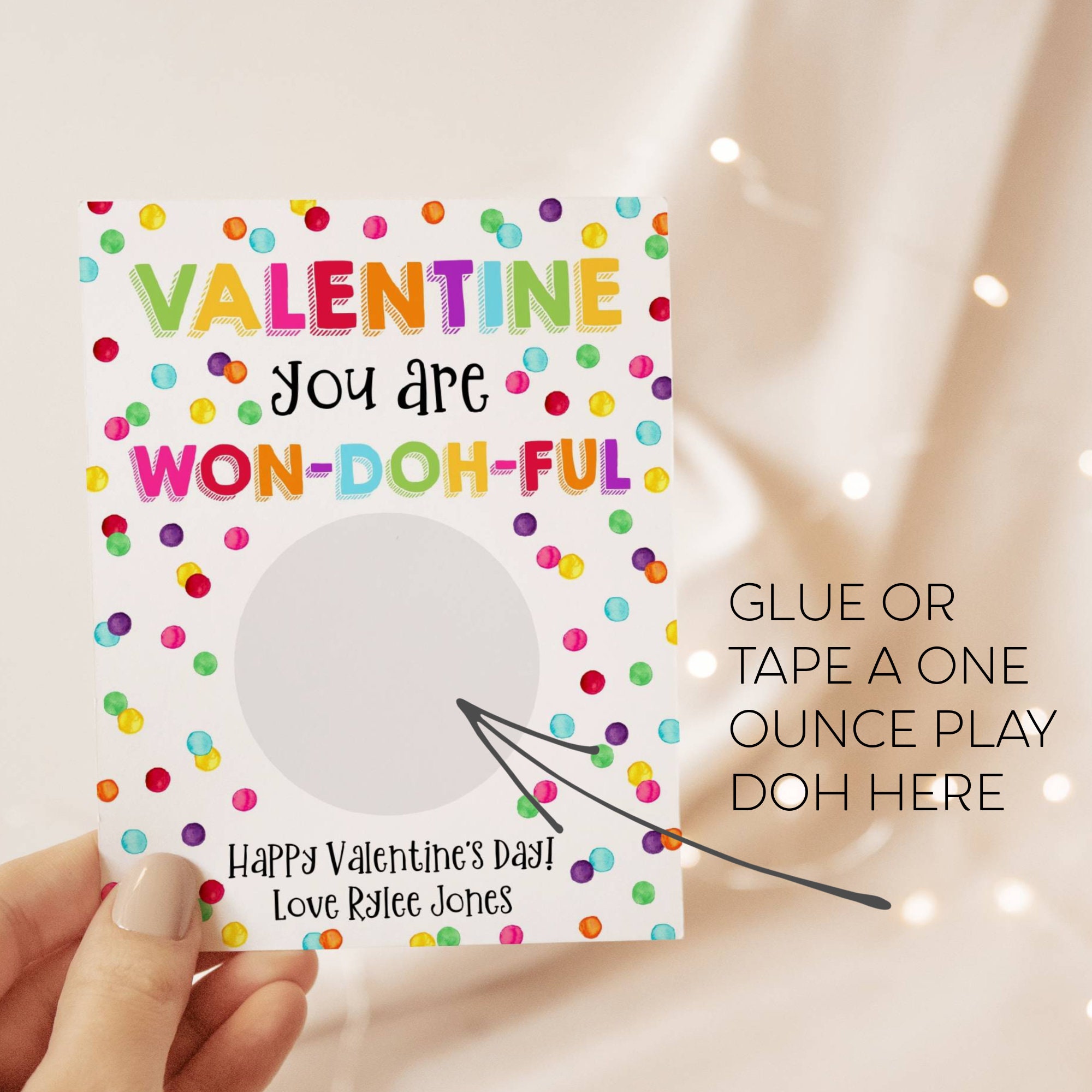 Play Dough Valentine's Day Card Template, Printable Won-doh-ful Playdoh ...
