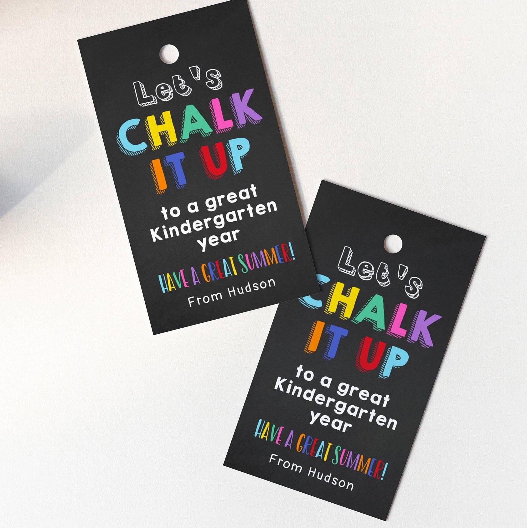 Kindergarten Chalk Gift Tag Template, Printable End of School Year ...
