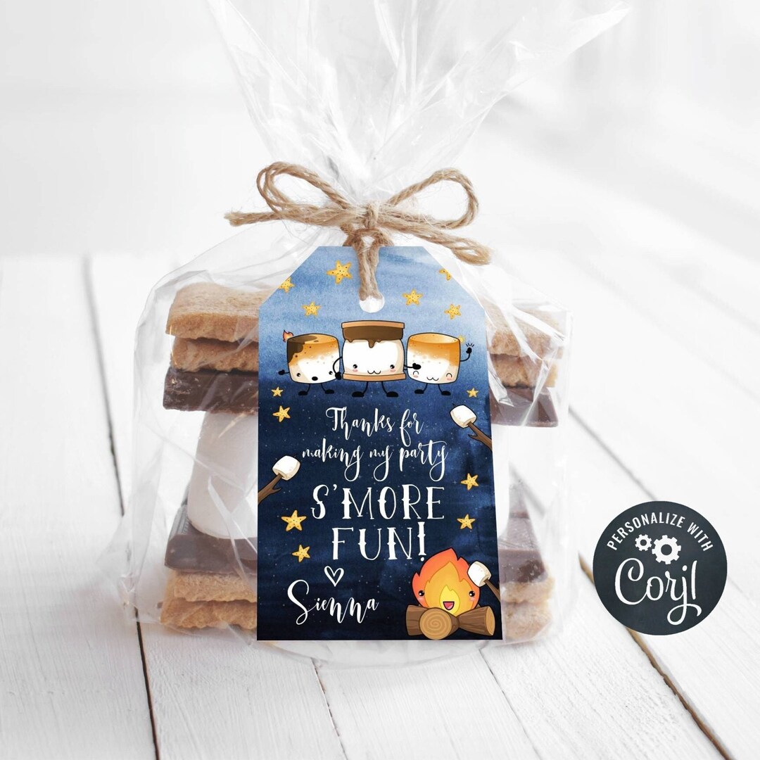 S'more Birthday Party Favor Tag Template Printable - Etsy