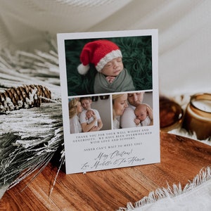 Newborn Christmas Card Template, Merry Little Christmas Editable Birth ...