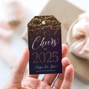 New Year's Eve Gift Tag Template, Printable Cheers to 2025 NYE Favor ...