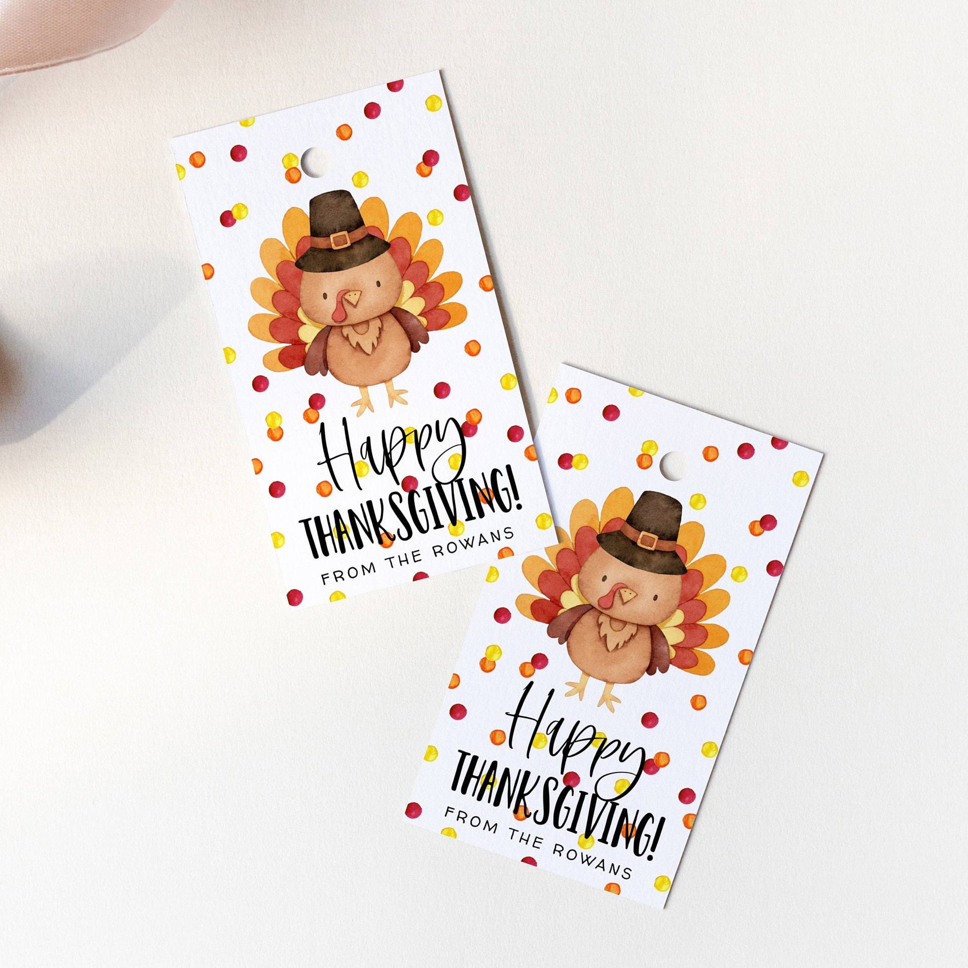 Editable Happy Thanksgiving Gift Tag Template, Cute Turkey Favor Tag ...