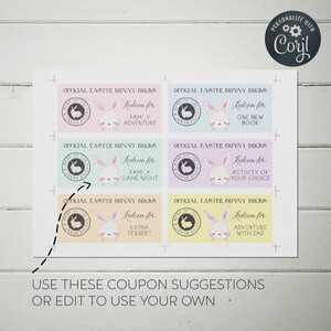 Printable Easter Bunny Bucks Coupon Template, Editable Kids Easter Egg ...
