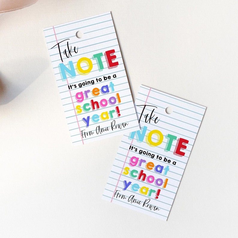 Back to School Take Note Gift Tag Template, Printable Note Pad First ...