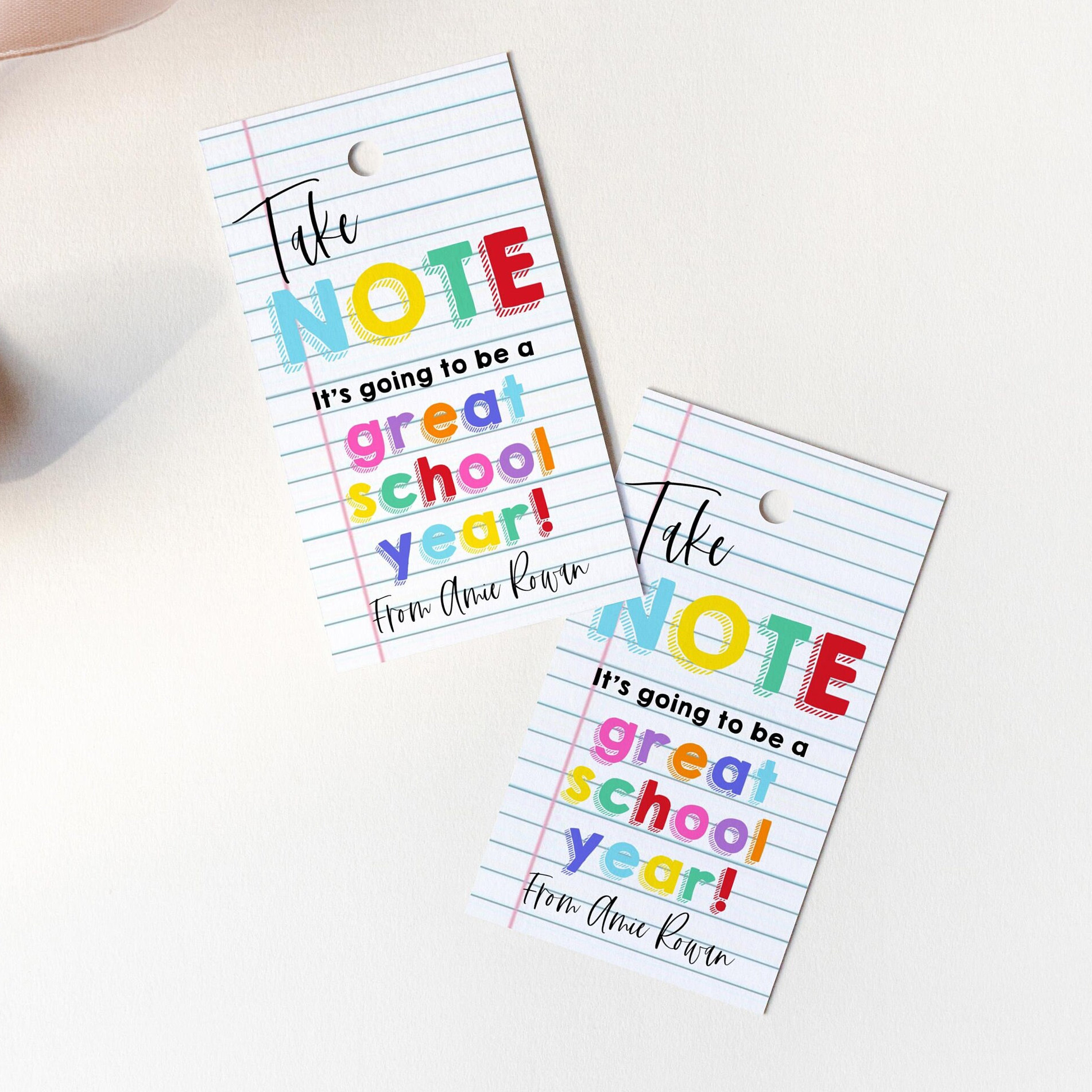 Back to School Take Note Gift Tag Template, Printable Note Pad First ...