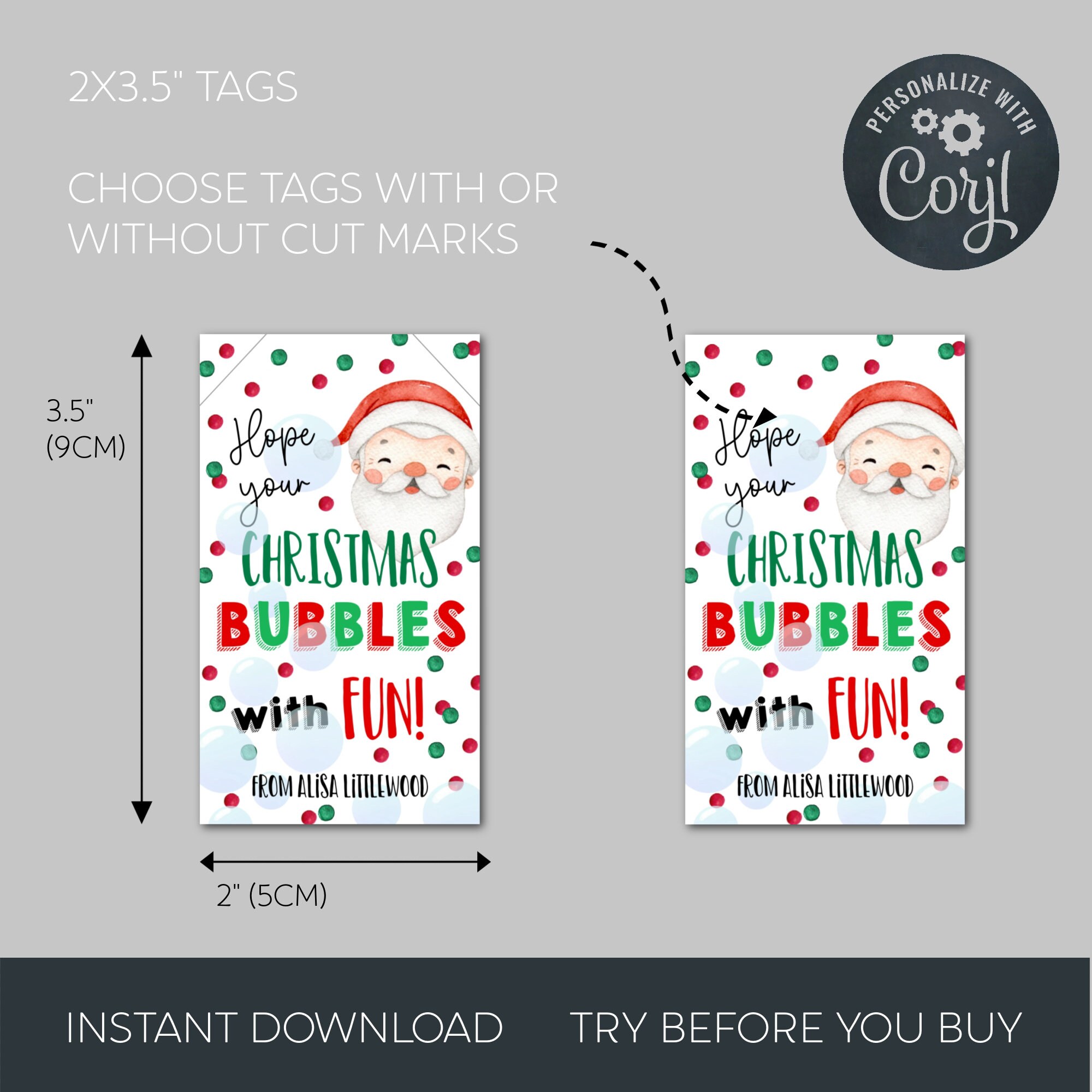Hope Your Christmas Bubbles With Fun Gift Tag Template, Printable ...