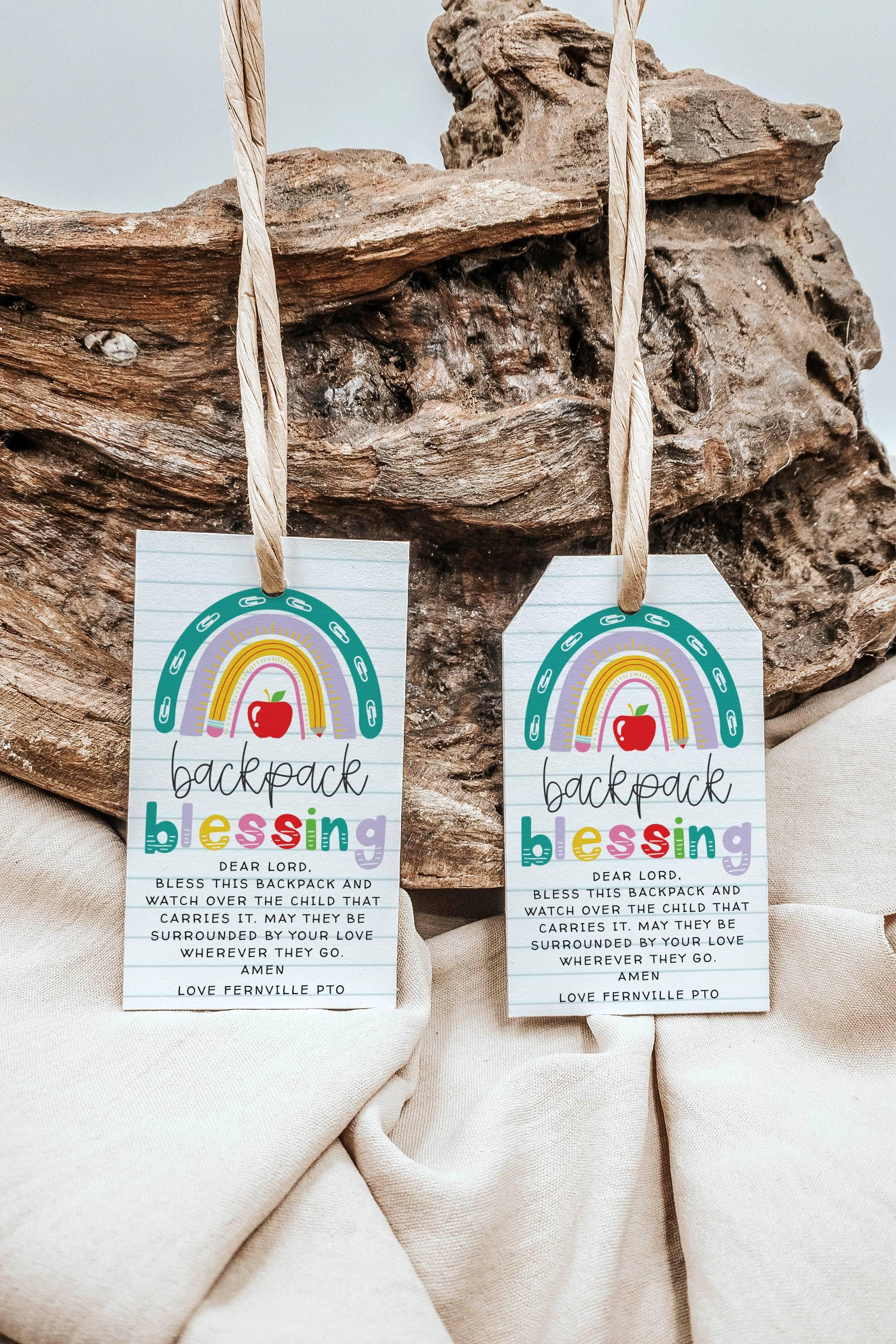 Backpack Blessing Gift Tag Template, Printable Back to School Religious ...