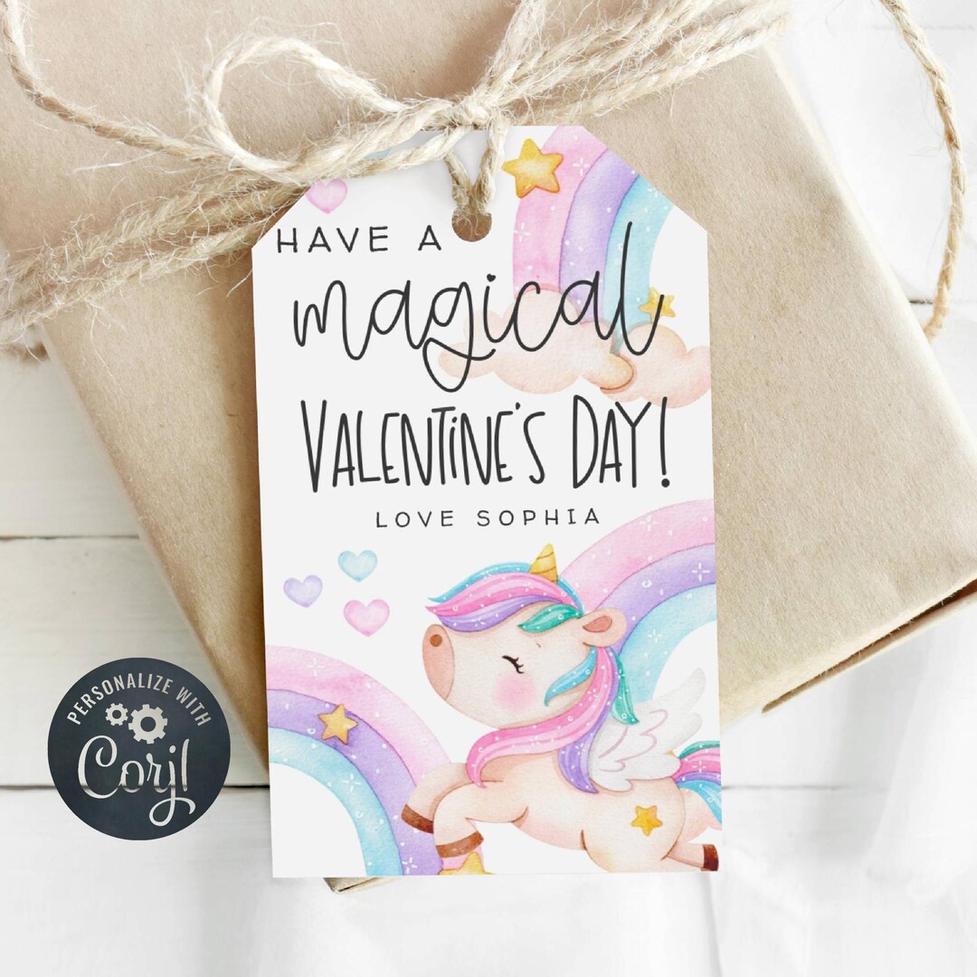 Unicorn Valentine's Day Gift Tag Template, Printable Have A Magical ...
