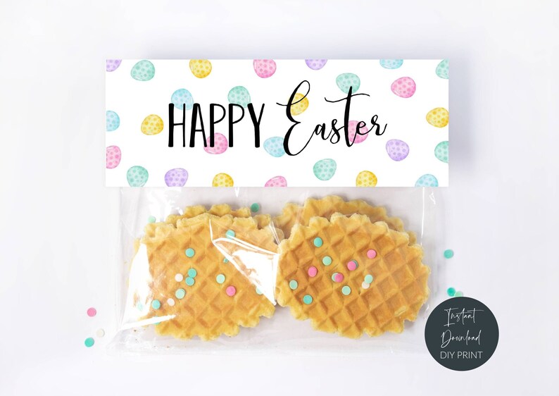 Printable Easter Treat Bag Toppers Happy Easter Bunny Eggs - Etsy