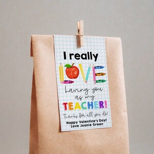 Teacher Valentine Gift Tag Template, Printable Love Having You as My ...