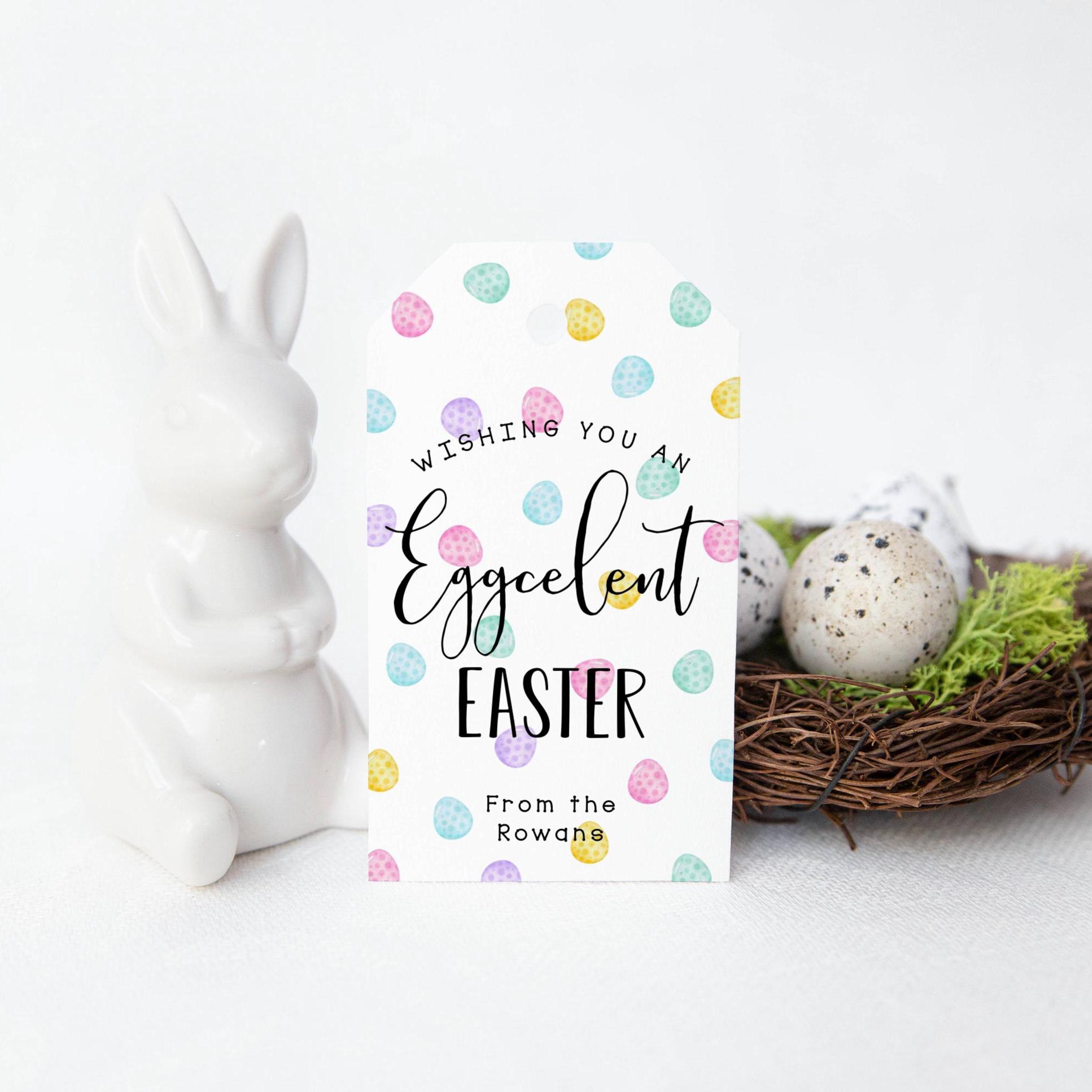 Easter Gift Tag Template, Printable Easter Basket Favor Tags, Eggcelent ...