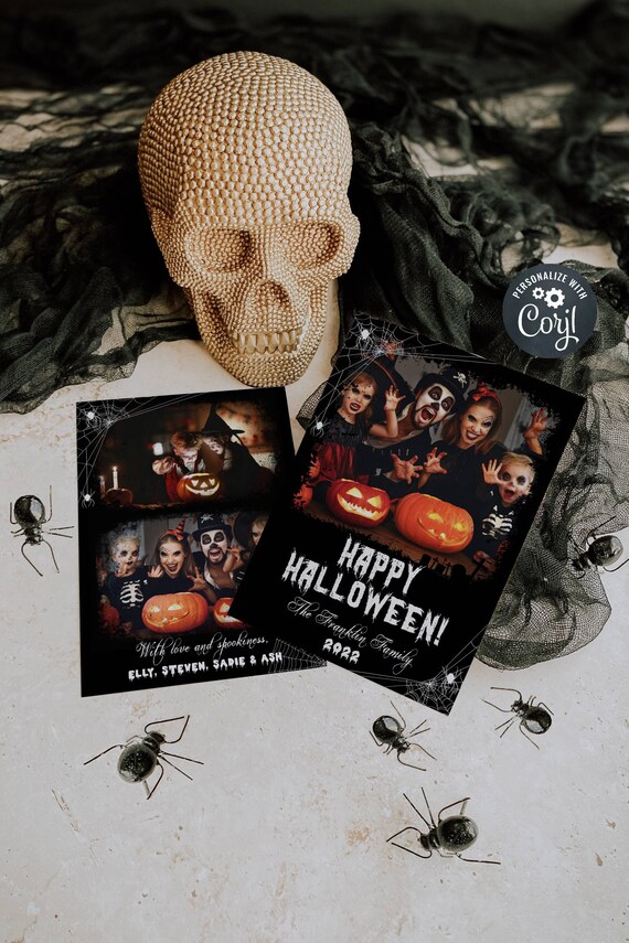 Halloween Photo Card Template Printable Spooky Halloween - Etsy