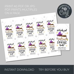 Halloween S'mores Gift Tag Template, Printable No Tricks Just Smore ...