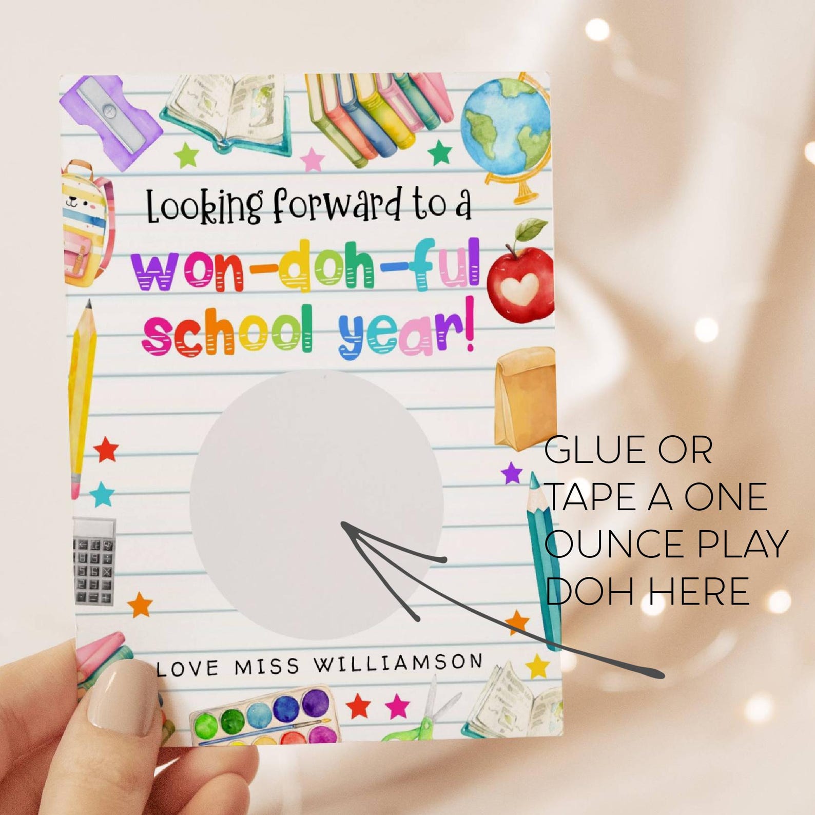 Editable Looking Forward to A Won-doh-ful School Year Play Dough Card ...