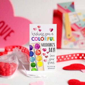 Paint Valentine Gift Tag Template, Printable Colorful Valentine's Day ...