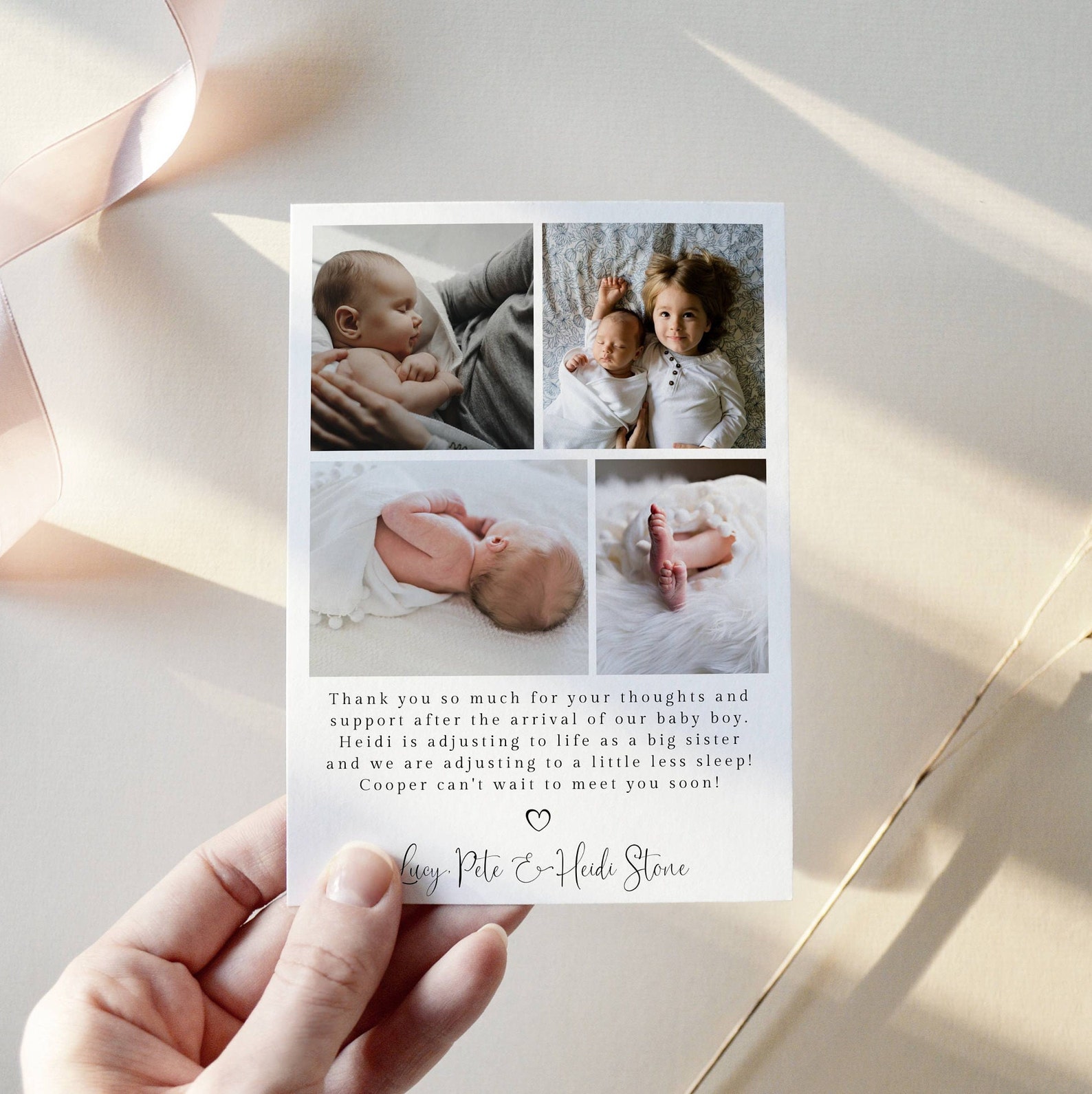 Thank You Birth Announcement Template, Printable Photo Newborn Birth ...