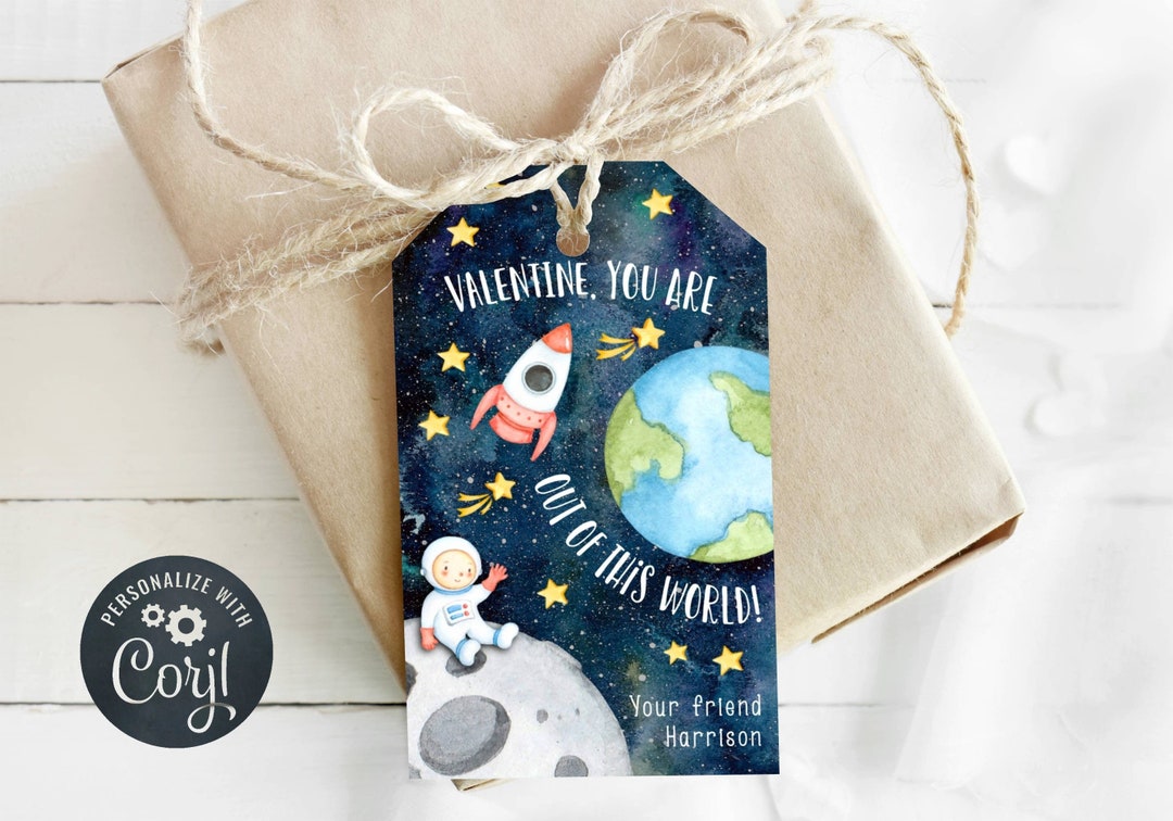 Valentine's Day Space Gift Tag Template Printable - Etsy