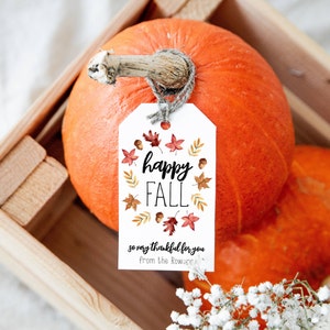Happy Fall Gift Tag Template, Printable Hello Fall Gift Tag, Editable ...