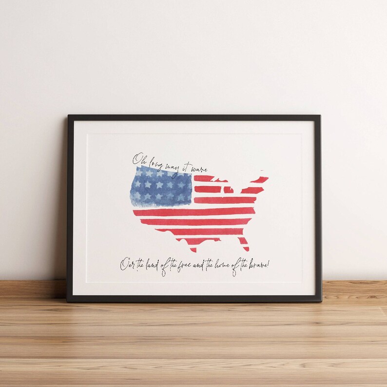 American Flag 4th of July Printable Wall Art National Anthem - Etsy