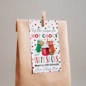 Hot Chocs and Fuzzy Socks Christmas Gift Tag Template, Printable ...