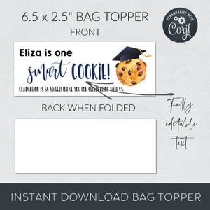 Editable One Smart Cookie Bag Topper Template, Printable Graduation Bag ...