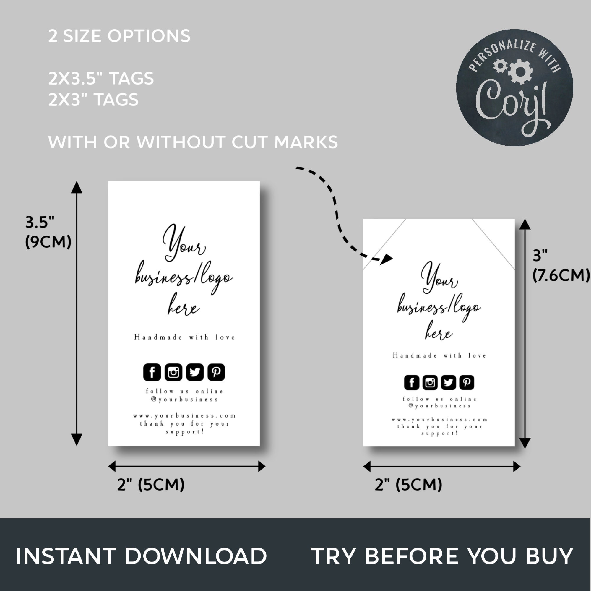 Minimalist Small Business Tag Template Printable Product Hang | Etsy Canada