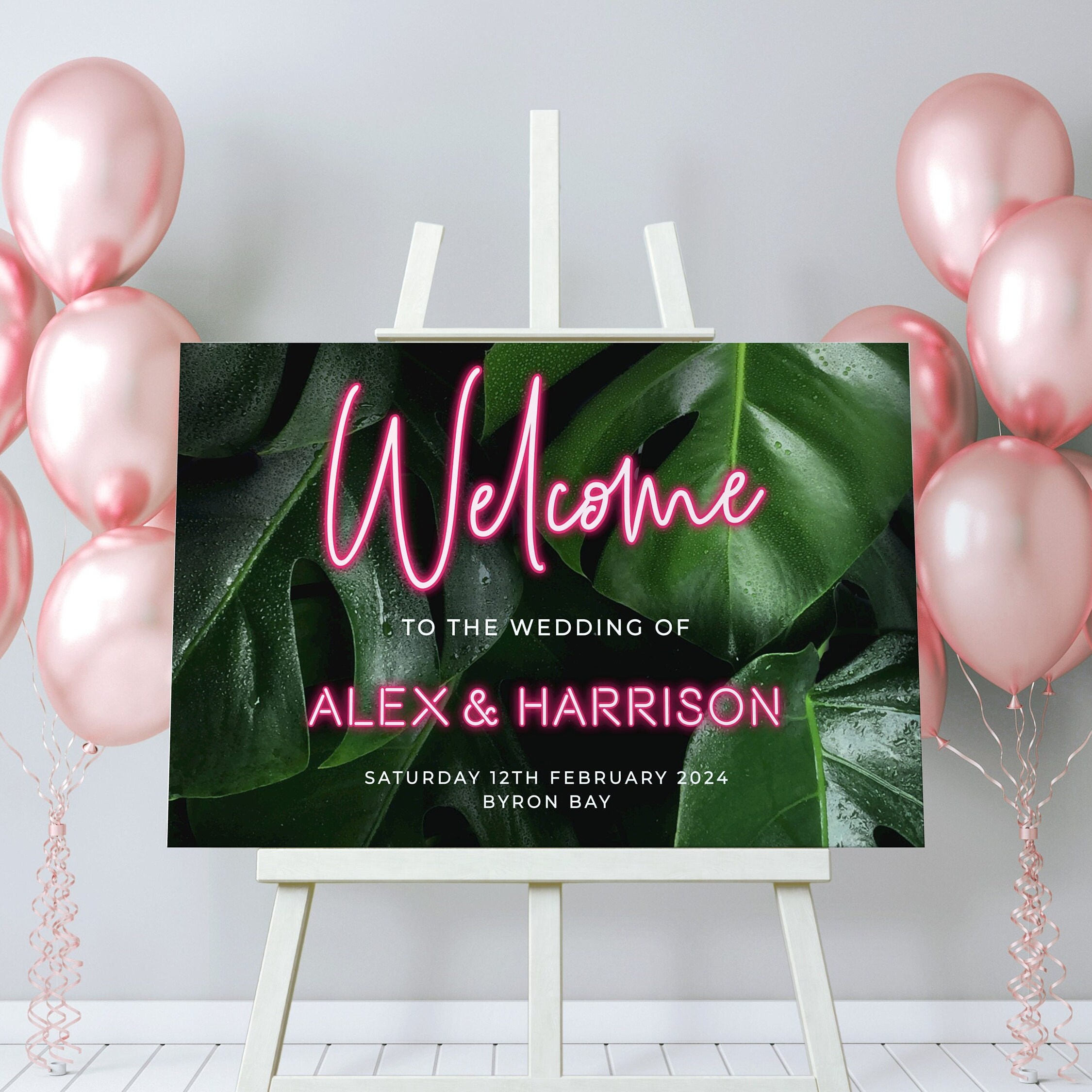 Neon Tropical Welcome Sign Template, Printable Beach Destination ...