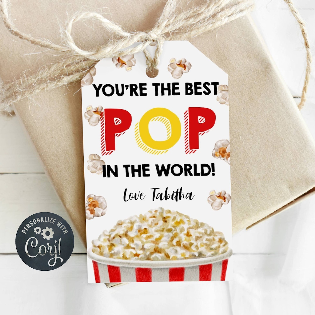 Father's Day Popcorn Gift Tag Template, Printable Best Pop Ever Tags ...