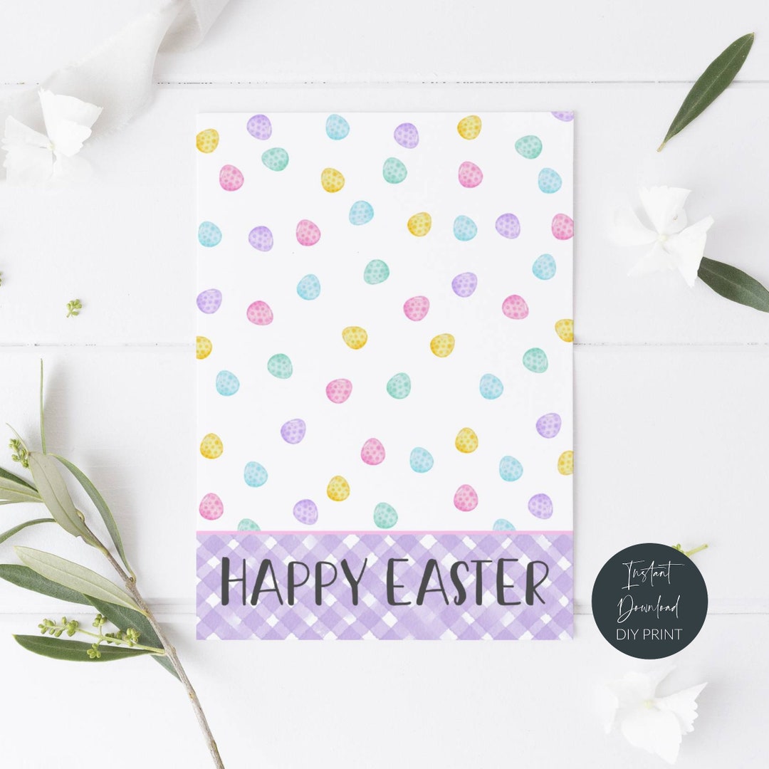 Printable Easter Eggs Mini Cookie Card, Colorful Easter Eggs Cookie Tag ...