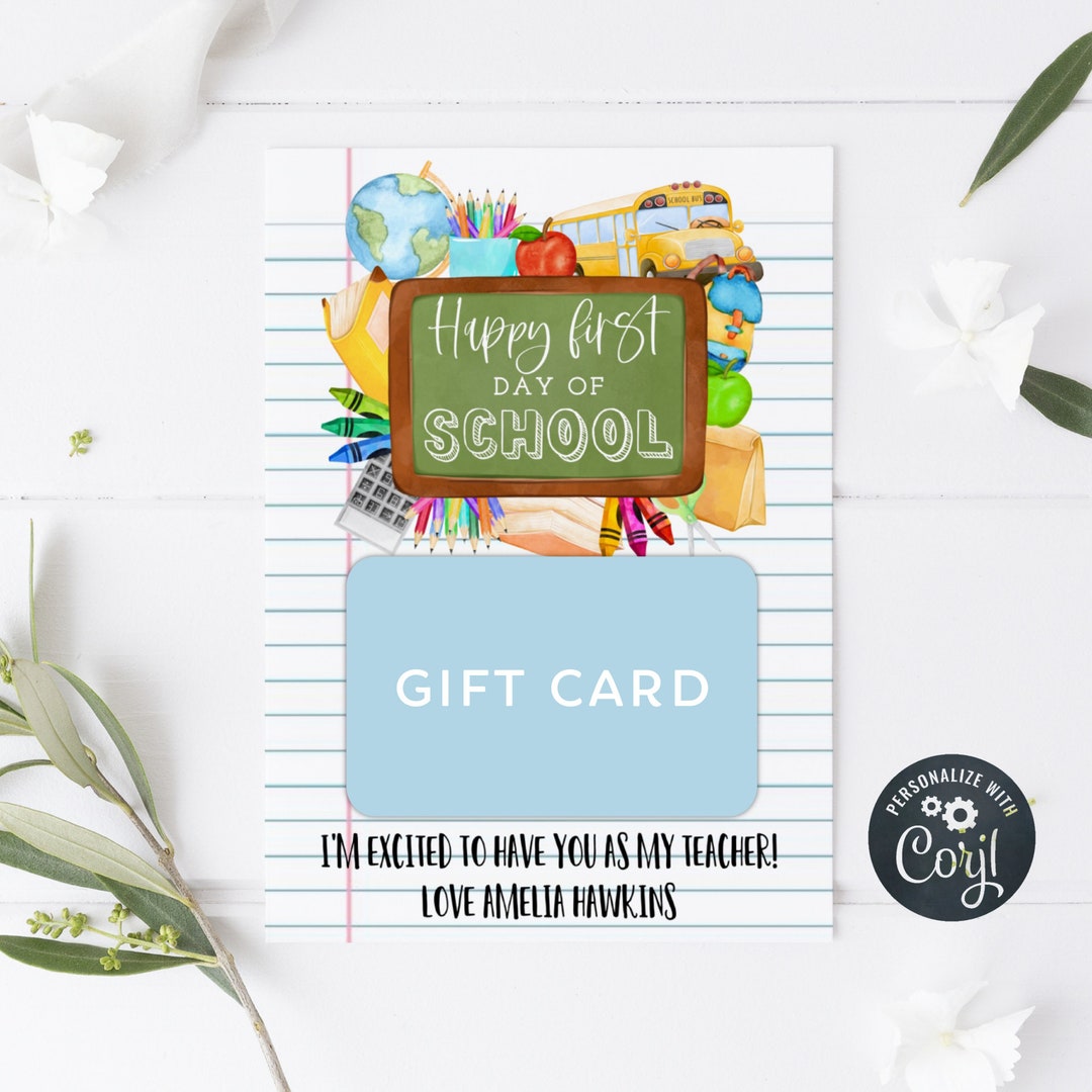 First Day of School Teacher Gift Card Holder Template, Printable ...